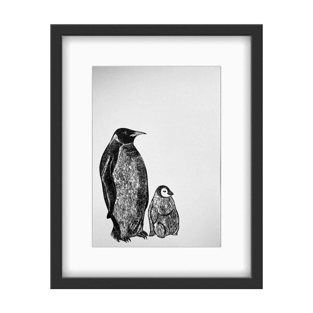Petra and Percy Original, Penguin Linocut Print unframed - Etsy
