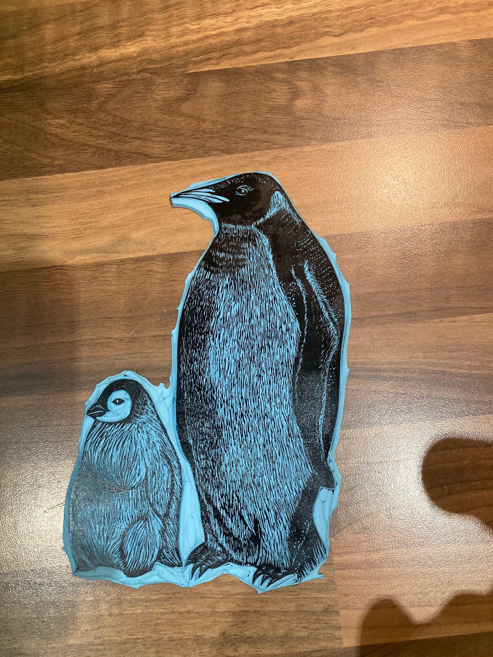 Petra and Percy Original Penguin Linocut Print unframed | Etsy