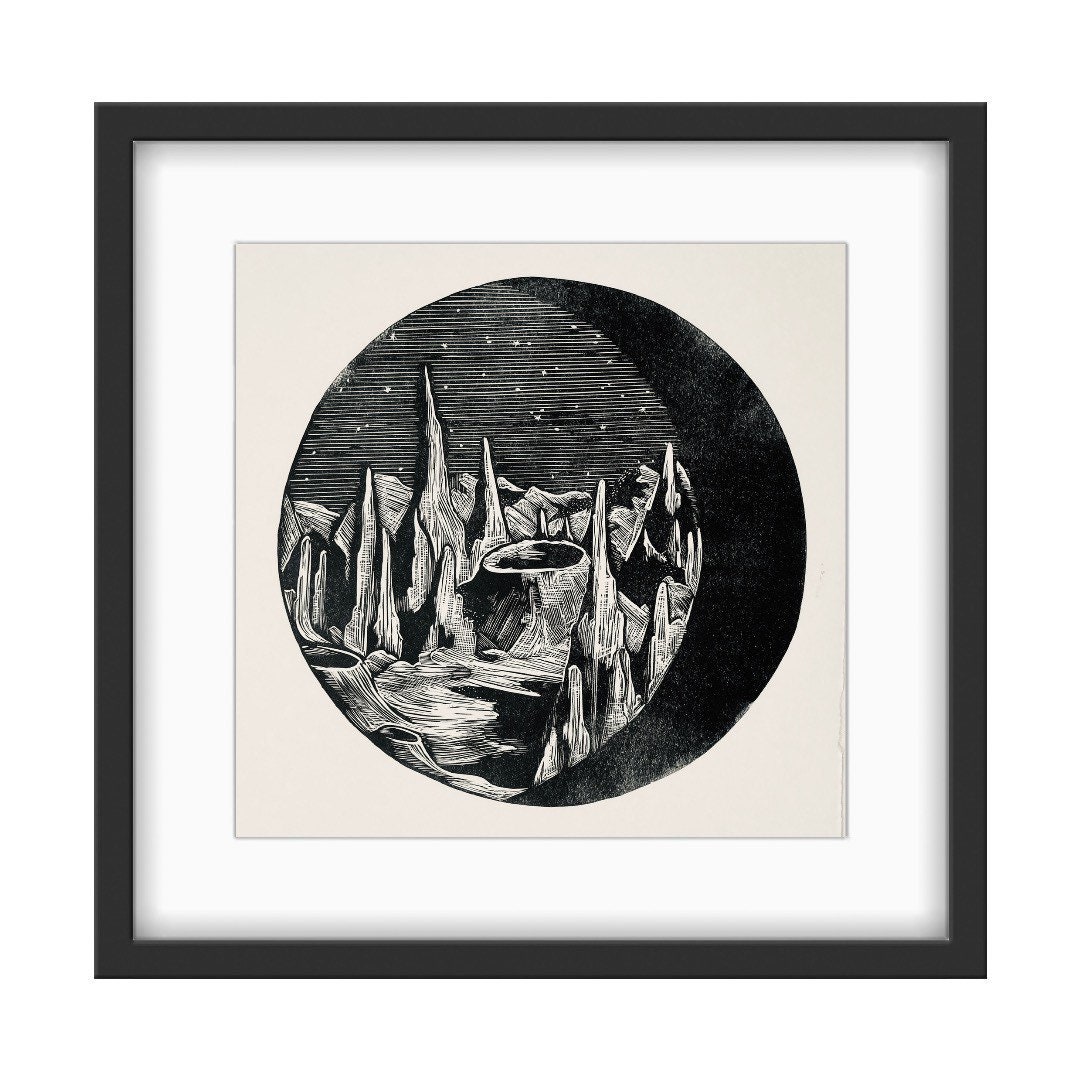 Moon Rocks Original Linocut Print (unframed) - Etsy
