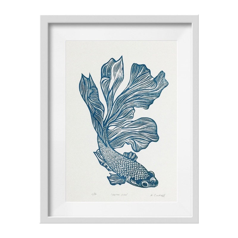 Fish Linocut - Etsy