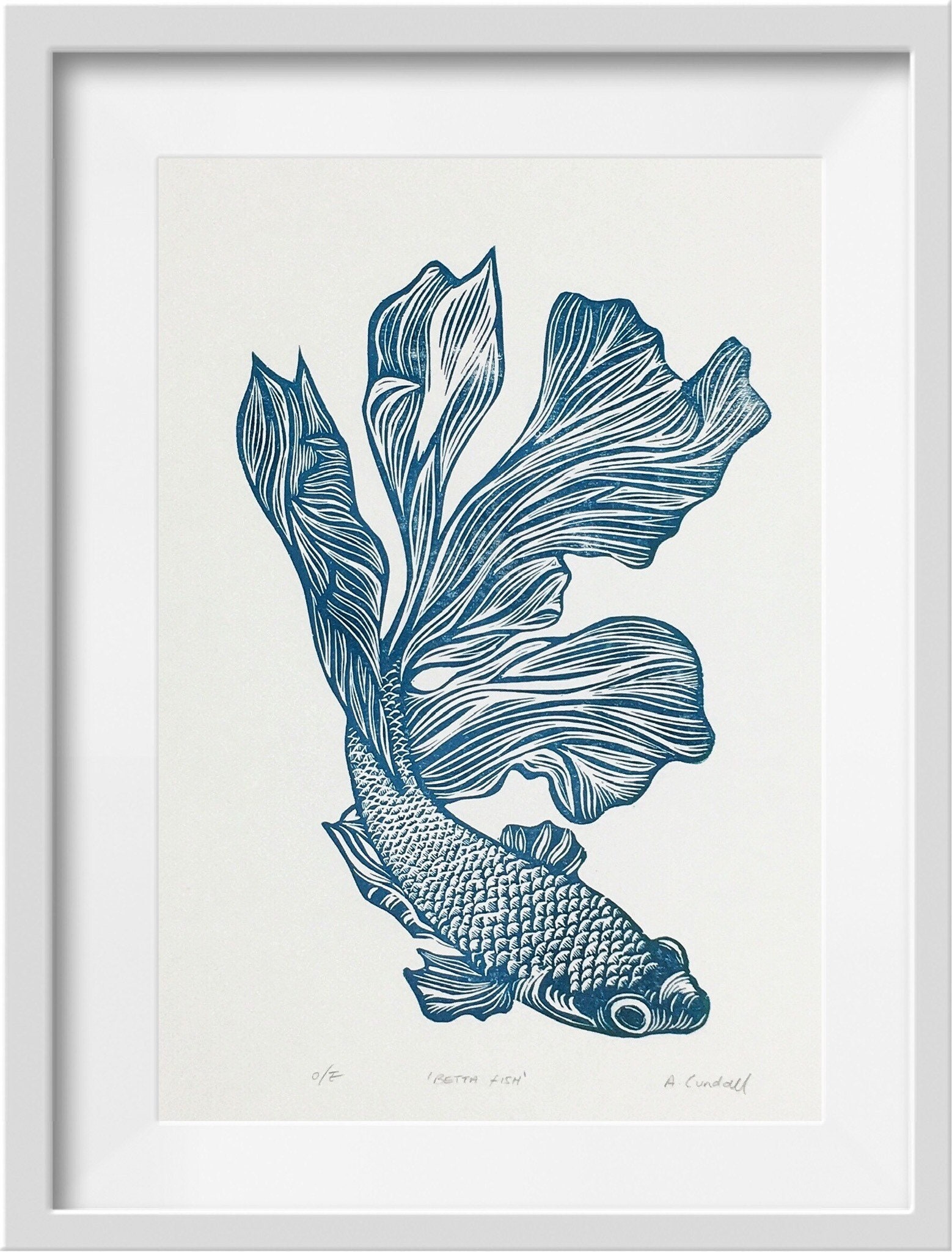 Betta Fisch Original Linoldruck (Ungerahmt) - Etsy.de