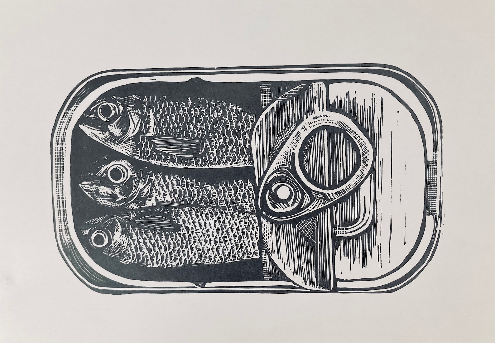 Tin of Sardines Original Linocut Print unframed - Etsy