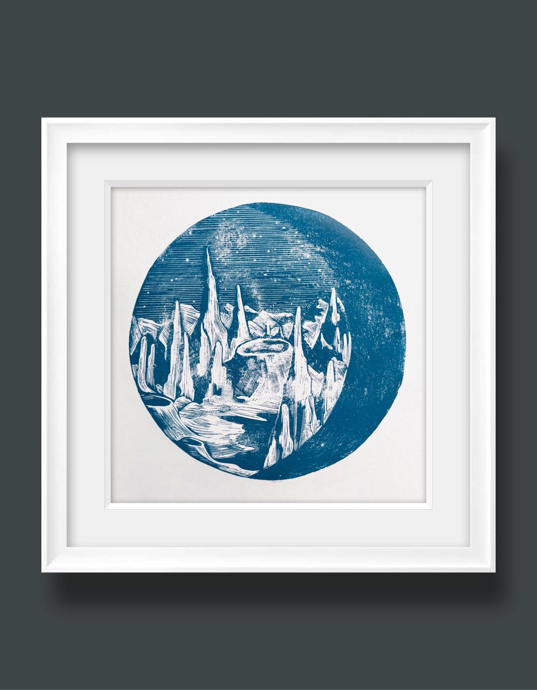 Blue Moon Original Linocut - Etsy