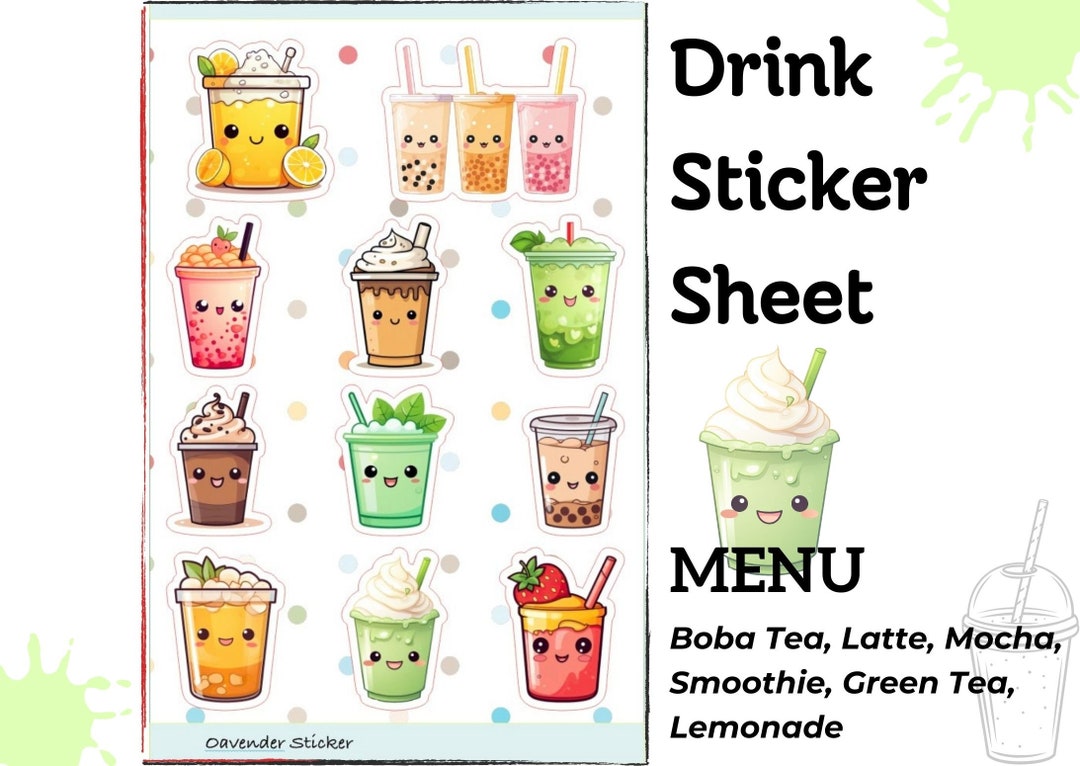 Bubble Tea Sticker Sheet - Boba Tea Stickers - Planner Stickers ...
