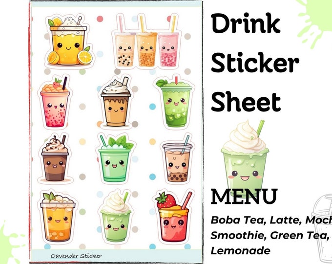 Bubble Tea Sticker Sheet - Boba Tea Stickers - Planner Stickers ...