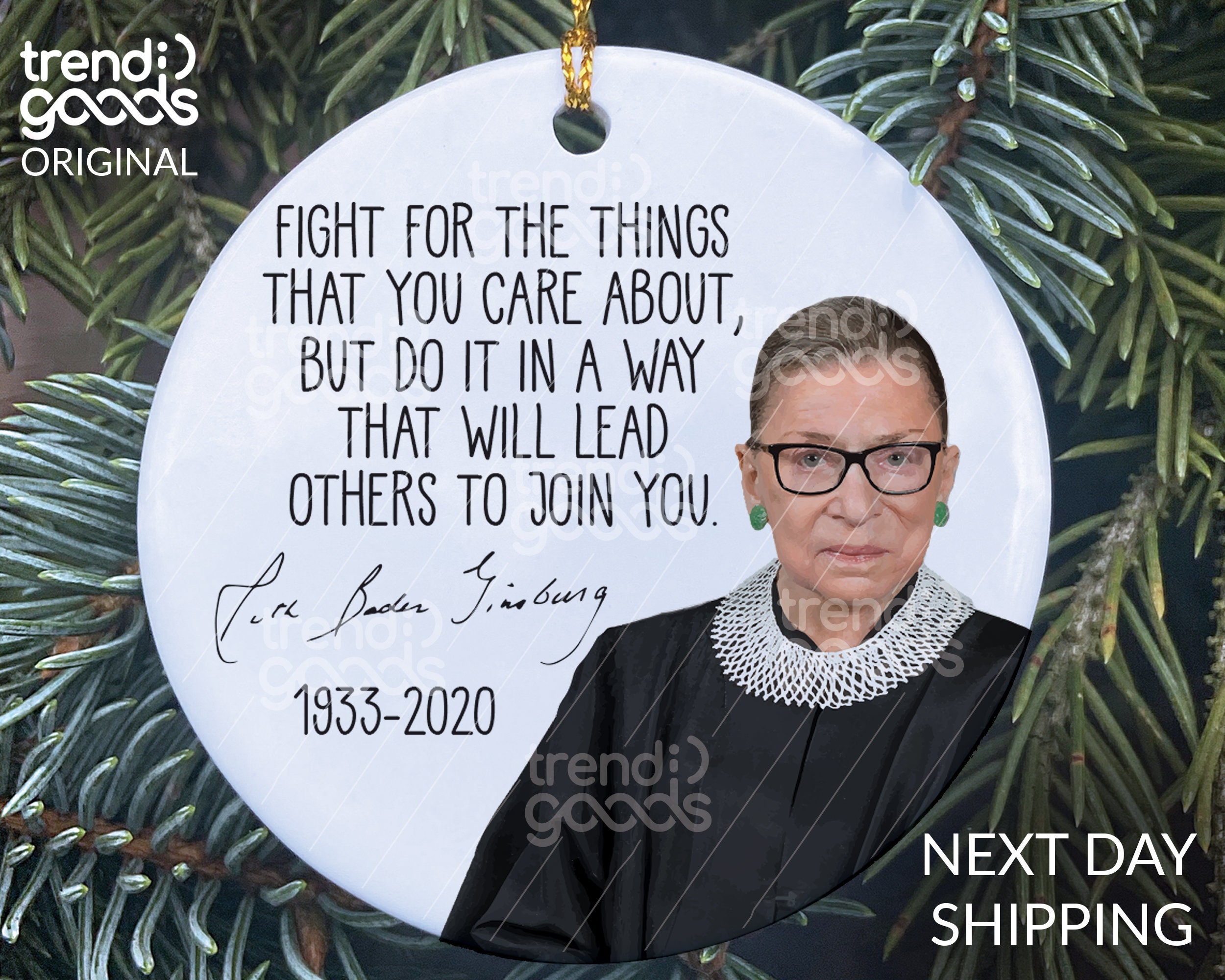 RBG Memorial Quote Ornament Ruth Bader Ginsburg Ornament - Etsy