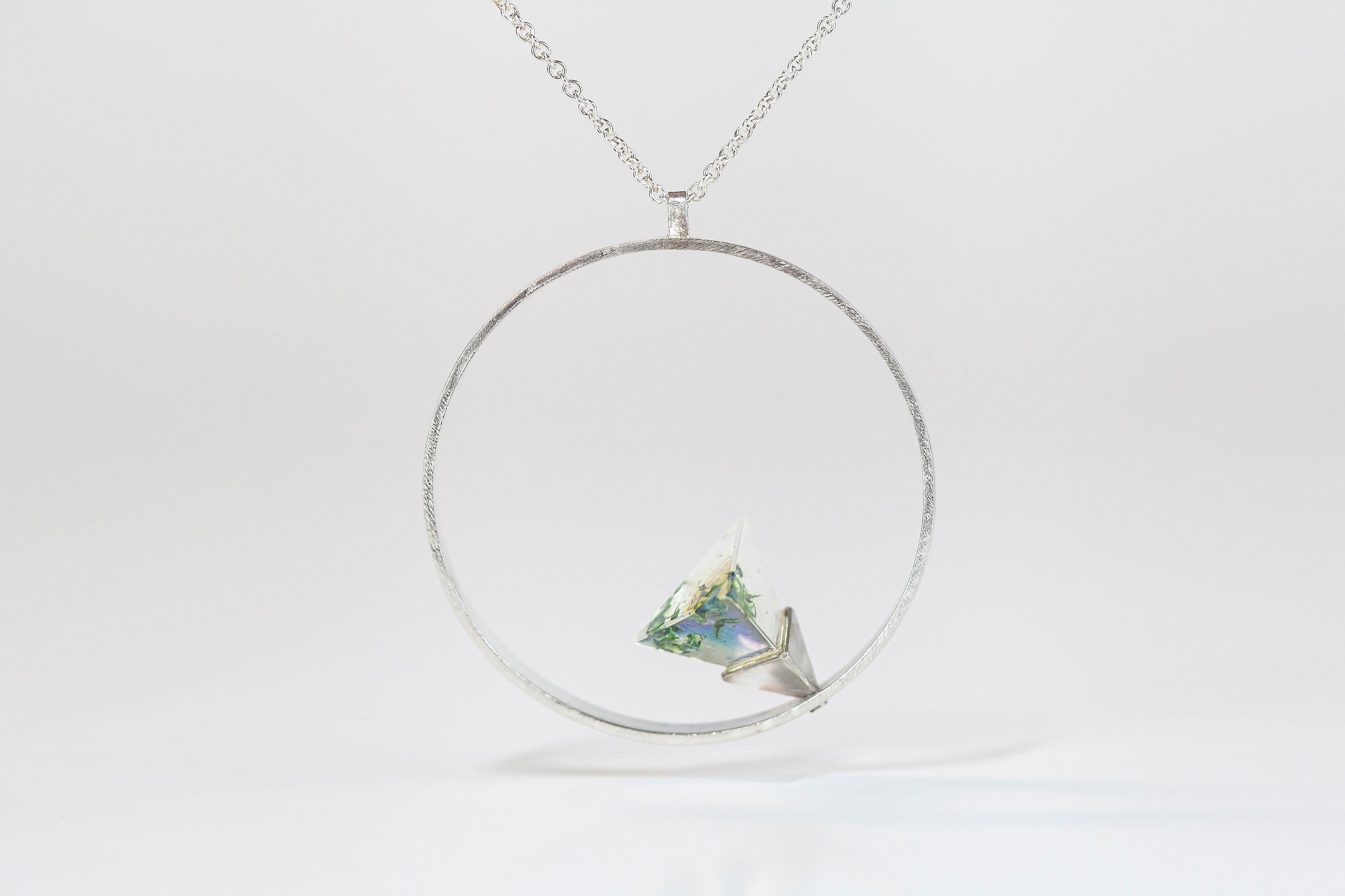 Triangle Resin in Sterling Silver Hoop Necklace - Etsy