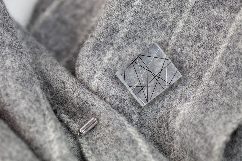 Crossing Strings in Square Resin Brooch/resin Pin/stick Pin - Etsy