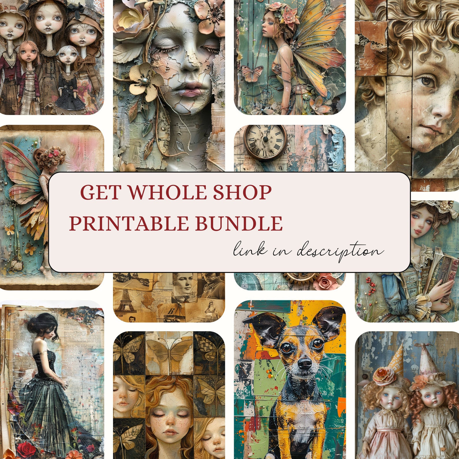 Printable Junk Journal Vintage Papyrus Paper Mixed Media Whimsical Art ...