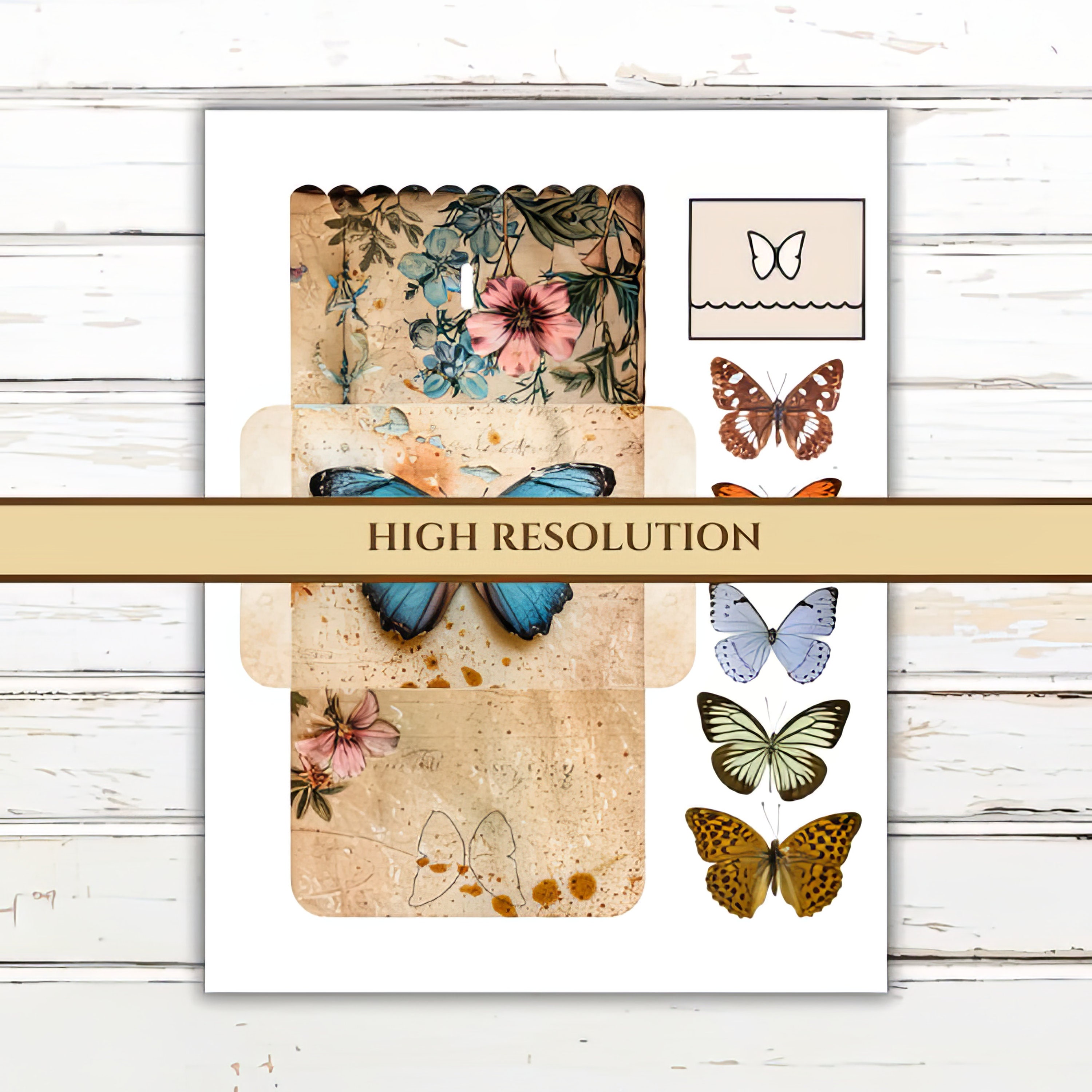 Printable Junk Journal Kit Tags & Pockets Floral Digital Paper ...
