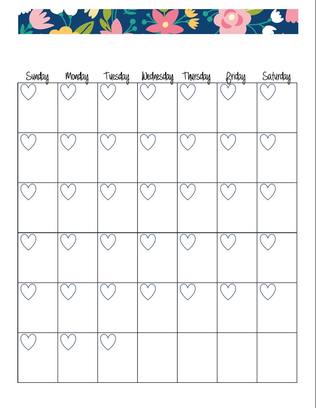 Pretty blank calendar - Etsy Nederland