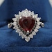 Stunning Lovable Red Heart Cut Diamond Ring, Baguette Prong Set Ring ...
