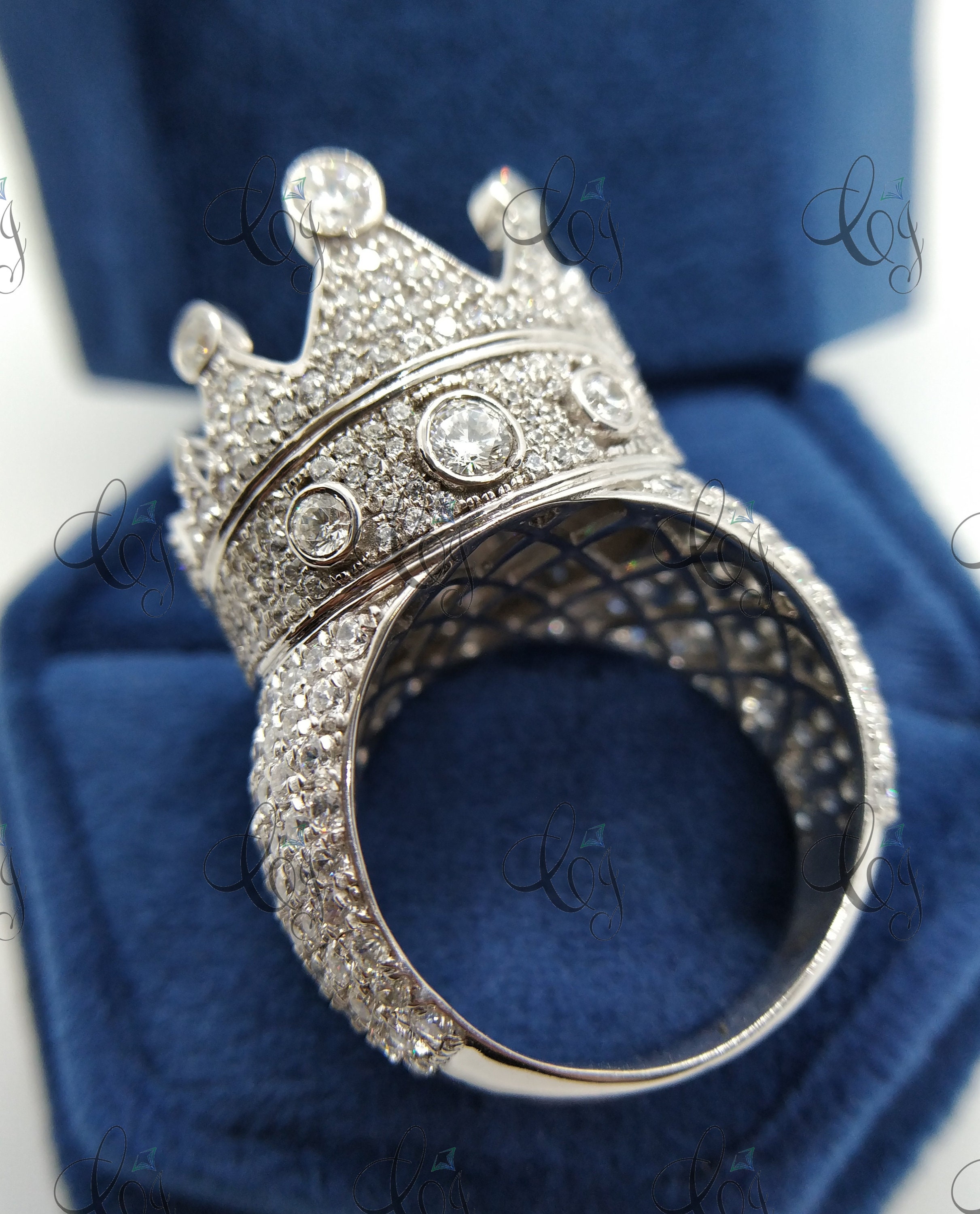 Royal Crown Ring, Mens 7.80 Ct Diamond Pave Set Ring Statement Men's ...