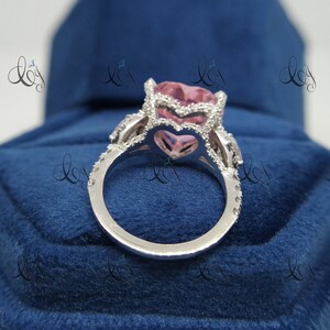 Heart Shaped Pink Diamond Ring, Three Stone Vivid Pink Heart Engagement ...