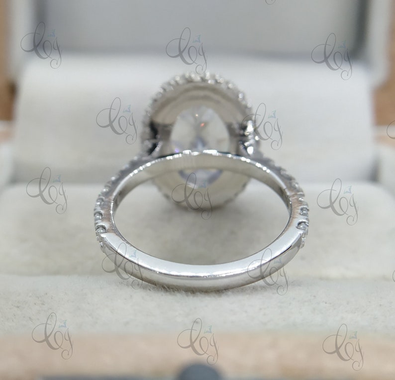 6.05 CT Oval Cut Diamond Engagement Ring 935 Argentium Silver Wedding ...
