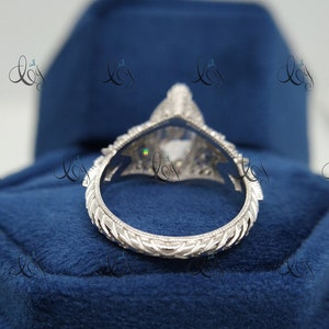 Vintage Marquise Diamond Art Deco Ring in Solid 925 Silver Engagement ...