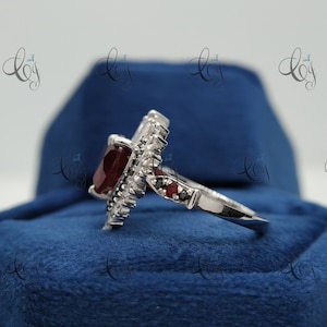 Stunning Lovable Red Heart Cut Diamond Ring, Baguette Prong Set Ring ...