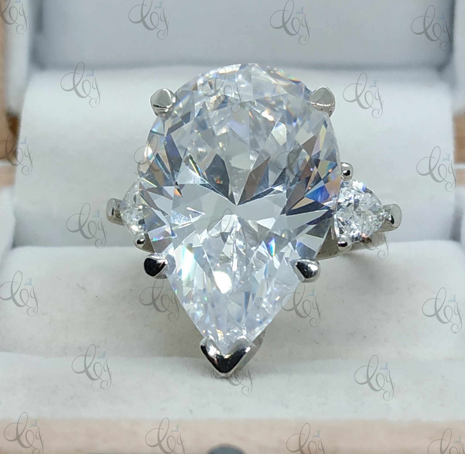 Large Pear Shaped Solitaire Cocktail Ring 55 CT Pear | Etsy