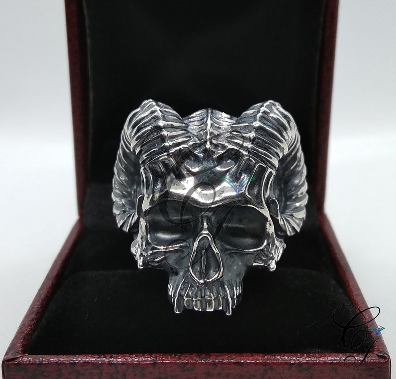 Heavy Gothic Classical Halloween Horned Demon Skull 925 - Etsy