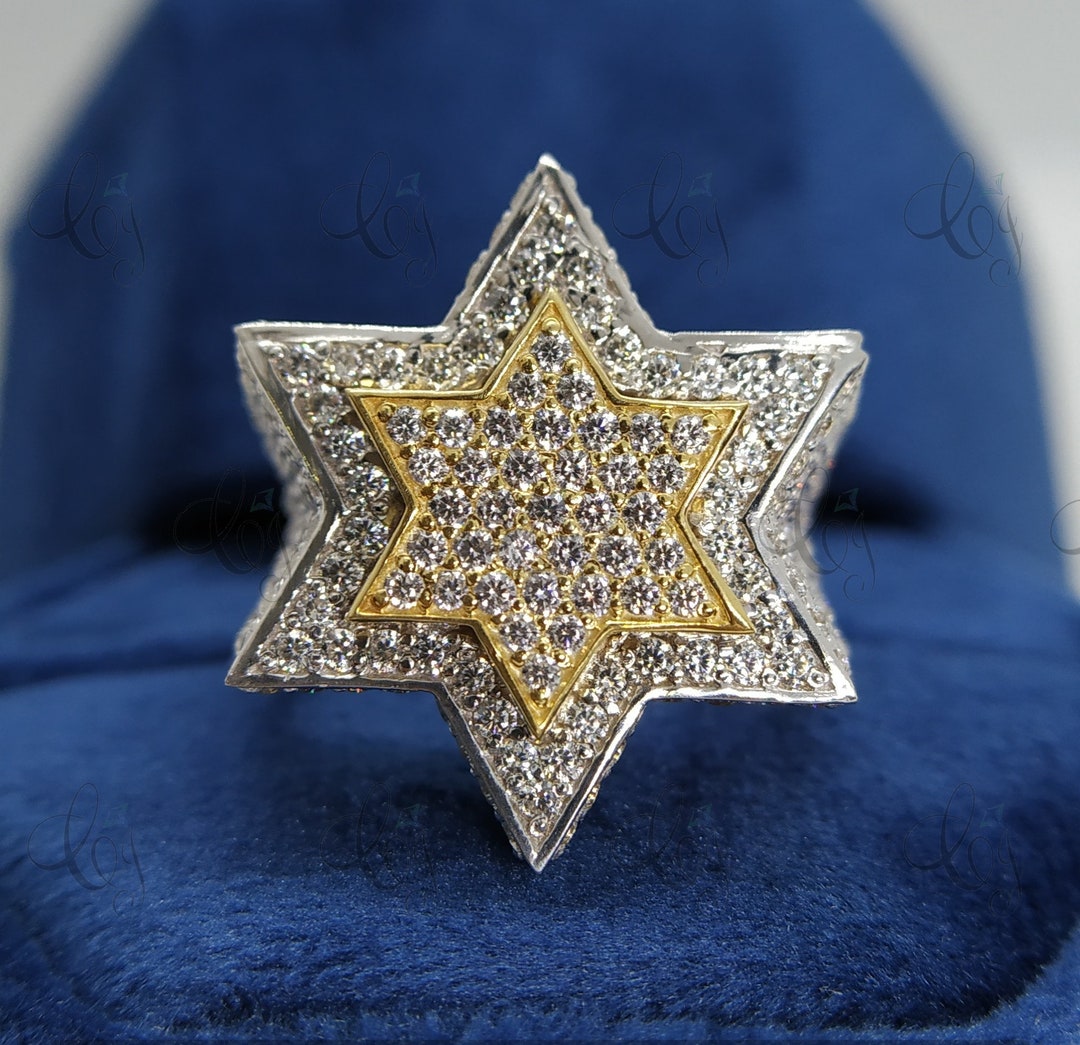 Unique 3-D Star Ring - Mens Ring - Star Shaped Pinky Ring - 5.25 Cttw ...