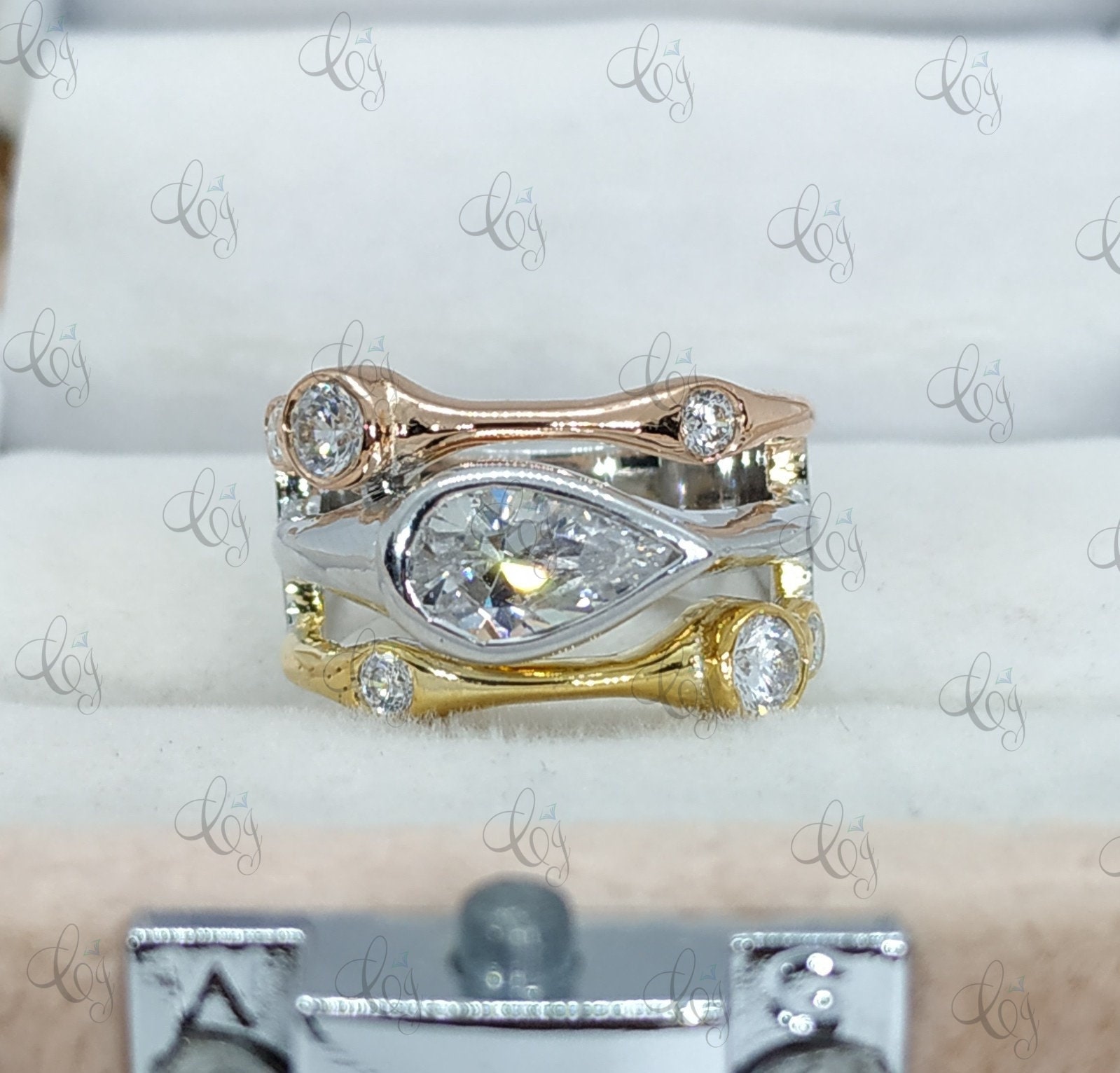 Beautiful Horizontal Bezel Set Pear Shape Engagement Wedding | Etsy