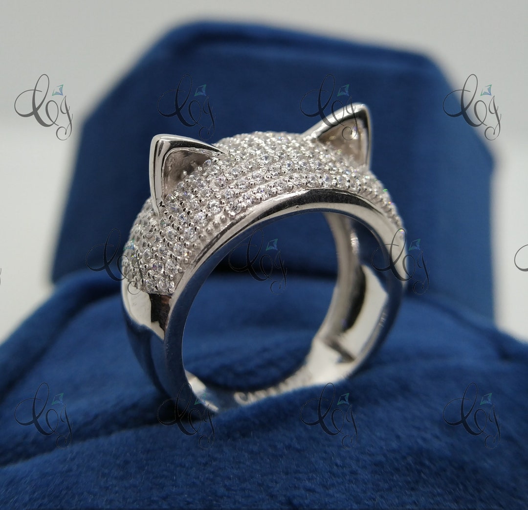 Unique Fashion Ring, 2 Cts Round Cut Diamond Cat Women's Wedding Ring ...