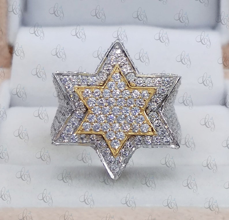 Unique 3-D Star Ring - Mens Ring - Star Shaped Pinky Ring - 5.25 Cttw ...