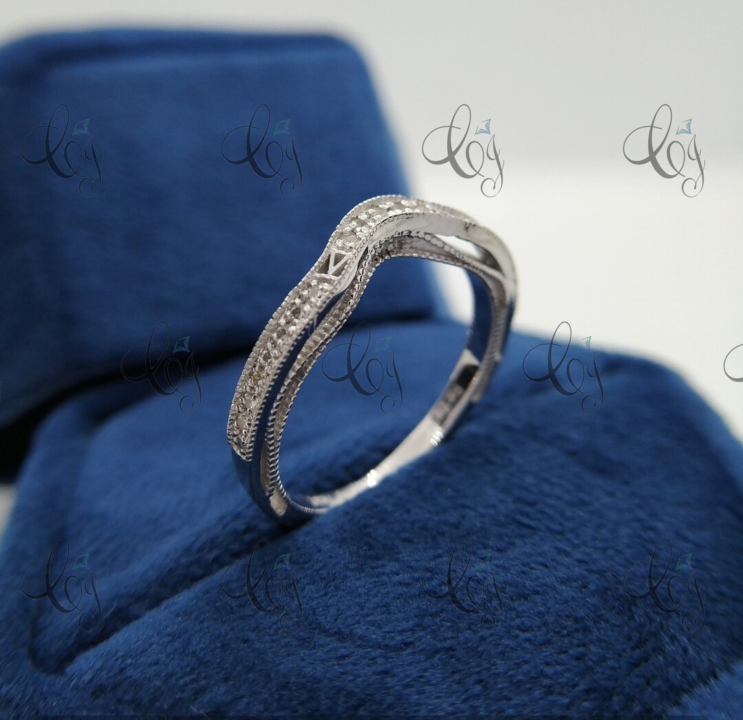0.40 Ct Delicate Art Deco Half Eternity Brilliant Cut Diamond Wedding ...