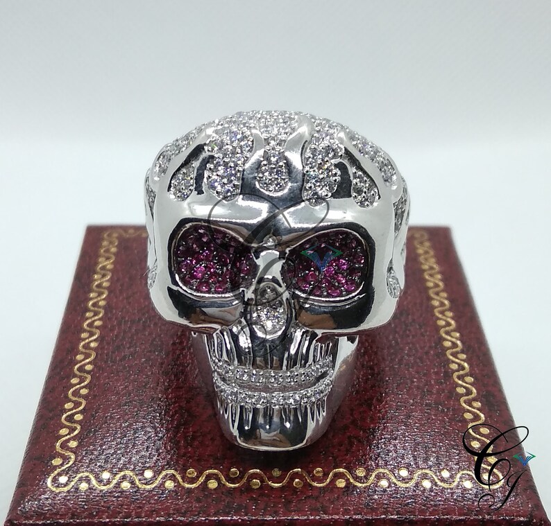 Mens Ring Unique Heavy Skull Jewelry 3.80CTTW Round Cut Fire - Etsy