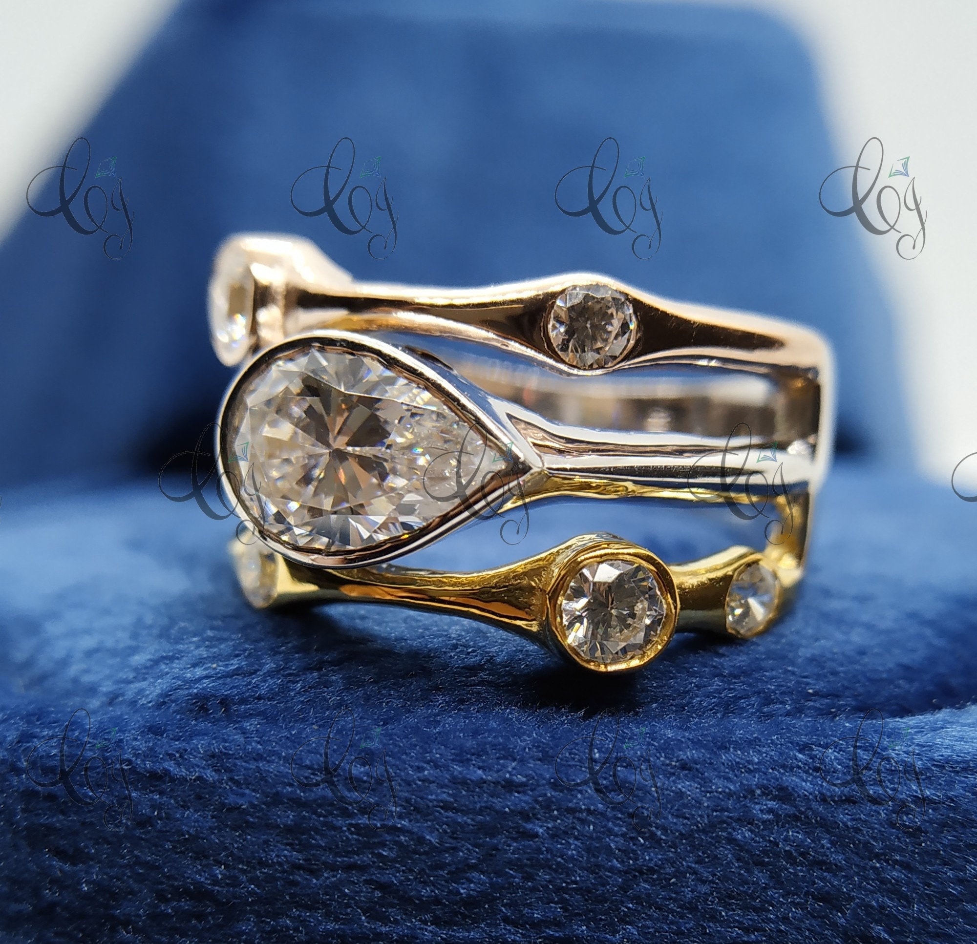 Beautiful Horizontal Bezel Set Pear Shape Engagement Wedding - Etsy