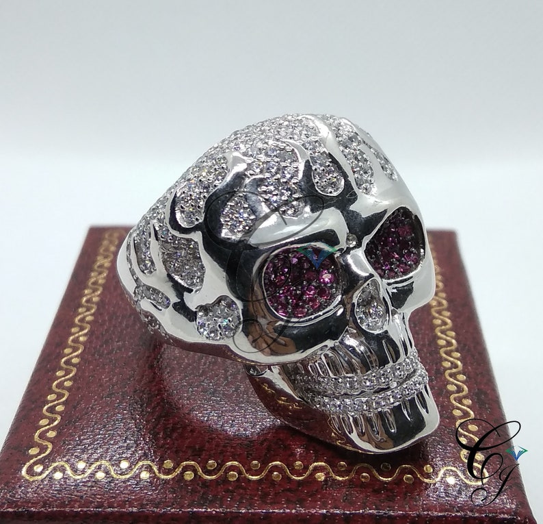 Mens Ring Unique Heavy Skull Jewelry 3.80CTTW Round Cut Fire - Etsy