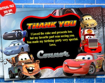 Cars thank you card | Etsy
