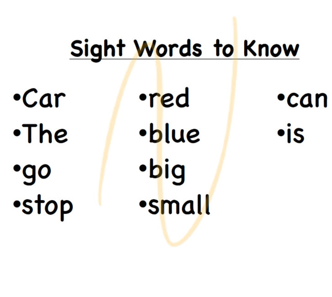 Sight Word Book: the Car - Etsy