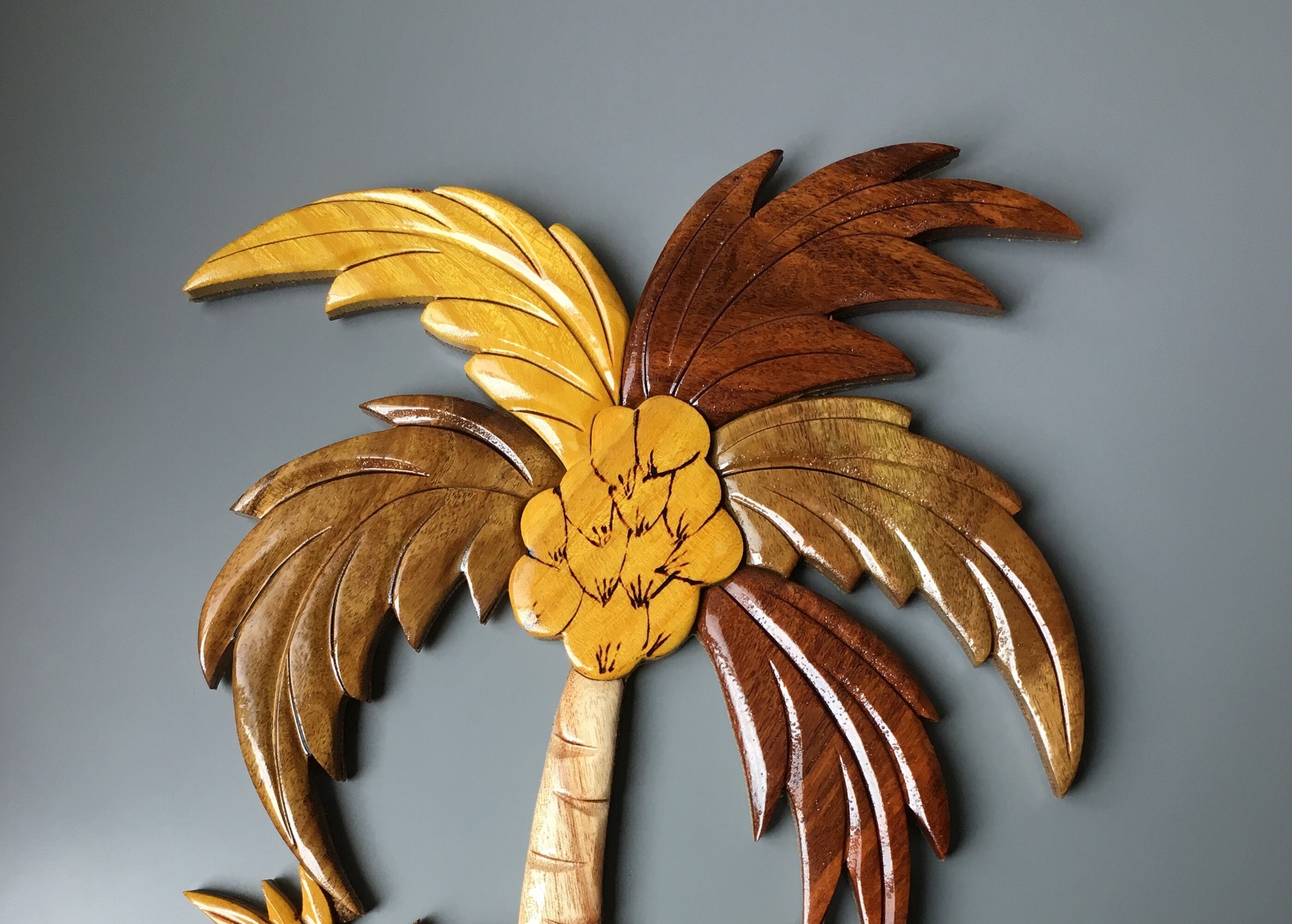 Intarsia Palm Tree,wood Carving,unique Wooden Art,birthday Gift,wood ...