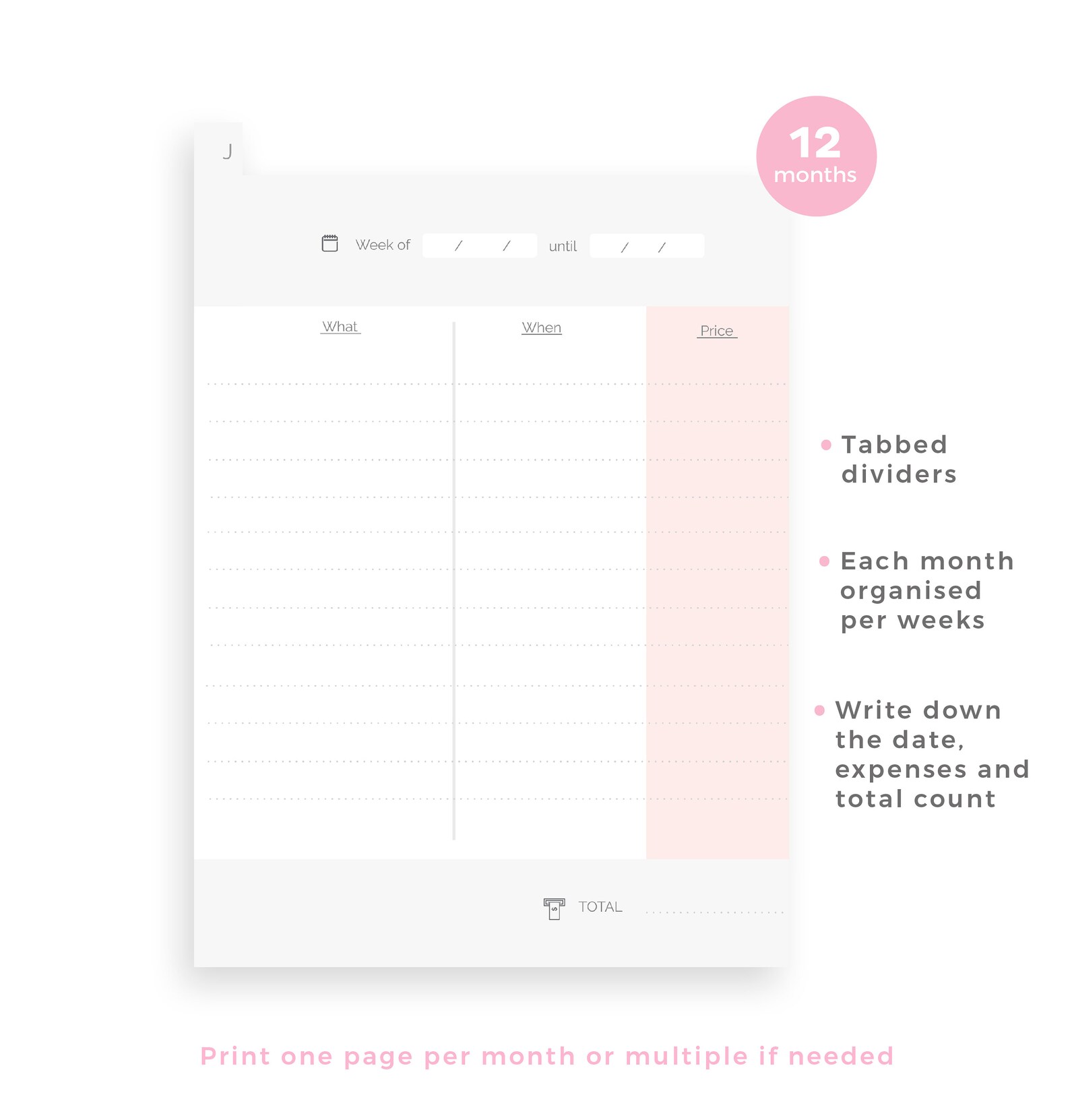 Monthly Bill Tracker Printable PDF Simple Expense Tracker | Etsy