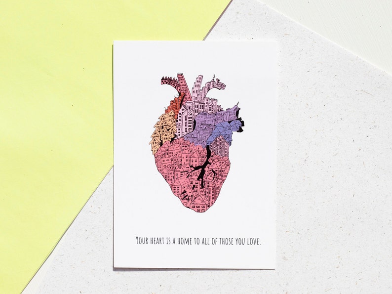 Postcard heart . Anatomical Heart . Organ . at - Etsy