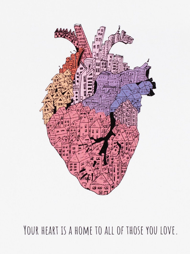 Postcard heart . Anatomical Heart . Organ . at - Etsy