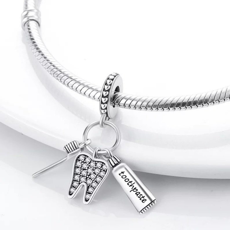 Toothbrush Tooth Toothpaste 925 Sterling Silver Pandora Fit - Etsy