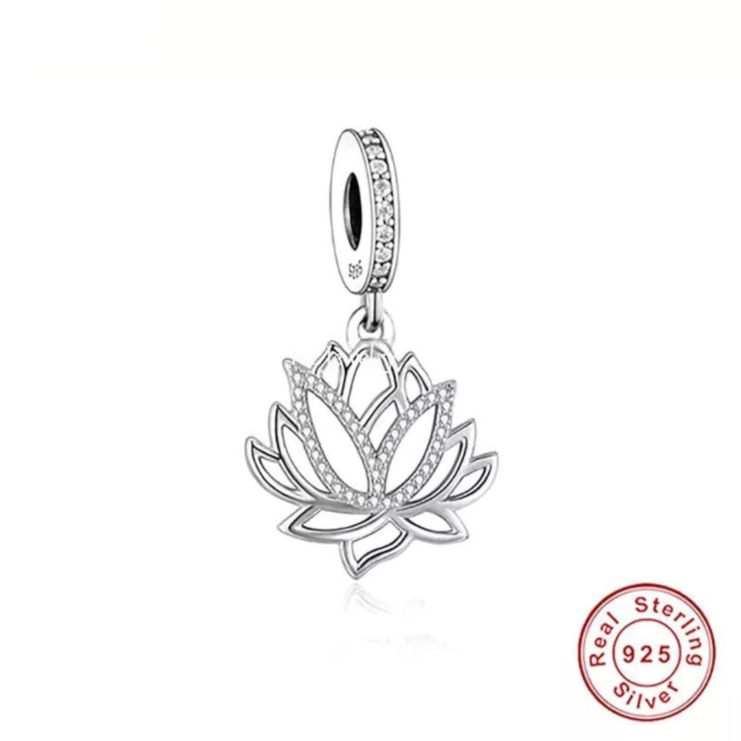 Lotus Flower Outline 925 Sterling Silver Pandora Fit Charm - Etsy