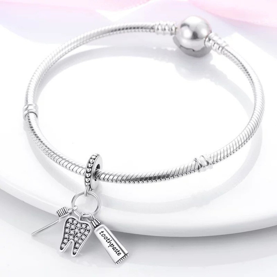 Toothbrush Tooth Toothpaste 925 Sterling Silver Pandora Fit - Etsy