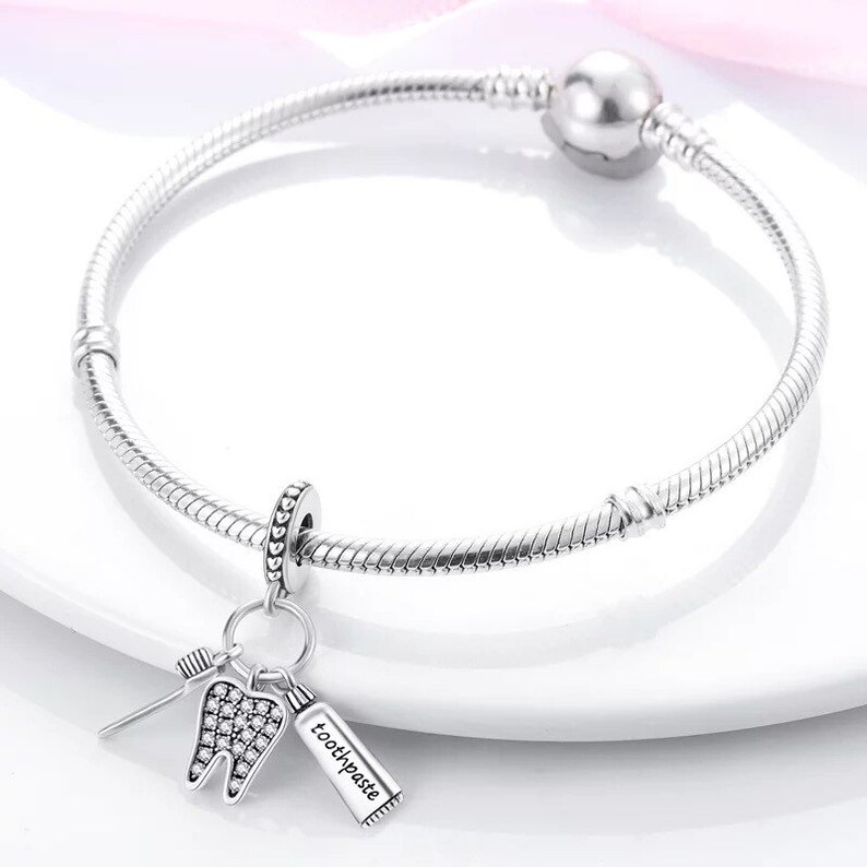 Toothbrush Tooth Toothpaste 925 Sterling Silver Pandora Fit - Etsy