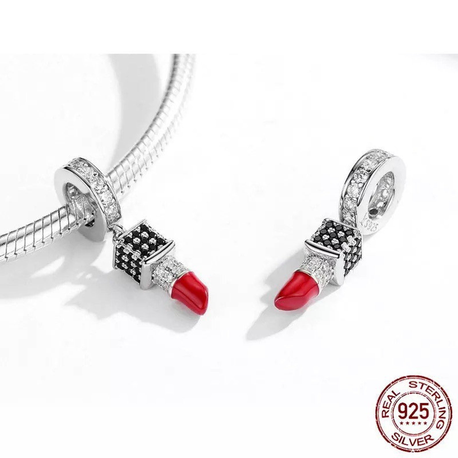 Red Lipstick 925 Sterling Silver Pandora Fit Charm - Etsy