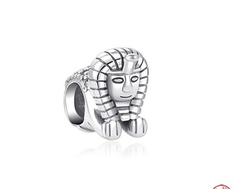 Egyptian Sphinx Mummy Sarcophagus With Blue Enamel Beads Charms 100% ...