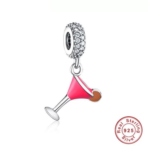 Red Wine Glass 925 Sterling Silver Pandora Fit Charm - Etsy