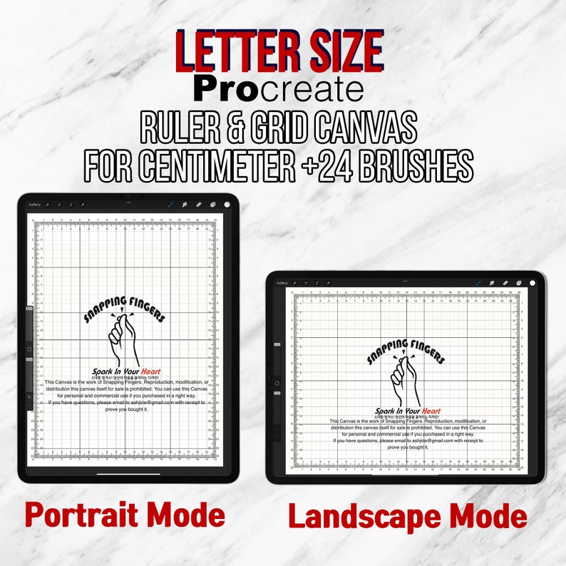 A4 and Letter Size Procreate Ruler & Grid Canvas With 24 Brushes for ...