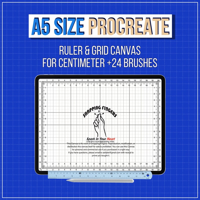 A5 Procreate Ruler & Grid Canvas for Centimeter With 24 Brushe for ...