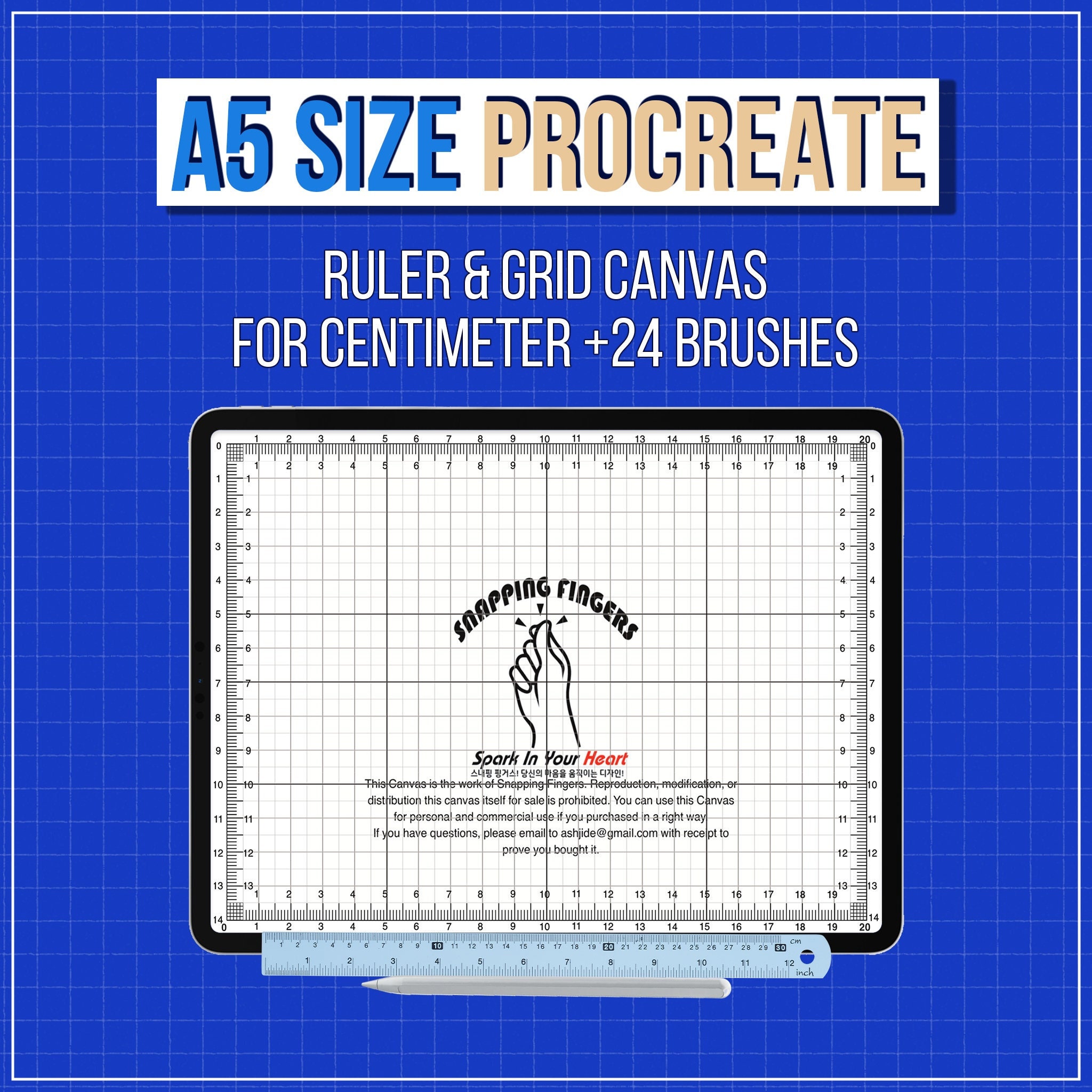 A5 Procreate Ruler & Grid Canvas for Centimeter With 24 Brushe for ...
