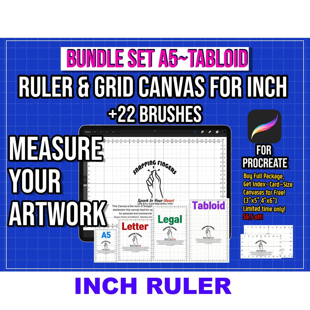 Procreate Rulers & Grids Bundle: A5, Letter, Legal, Tabloid + 22 ...