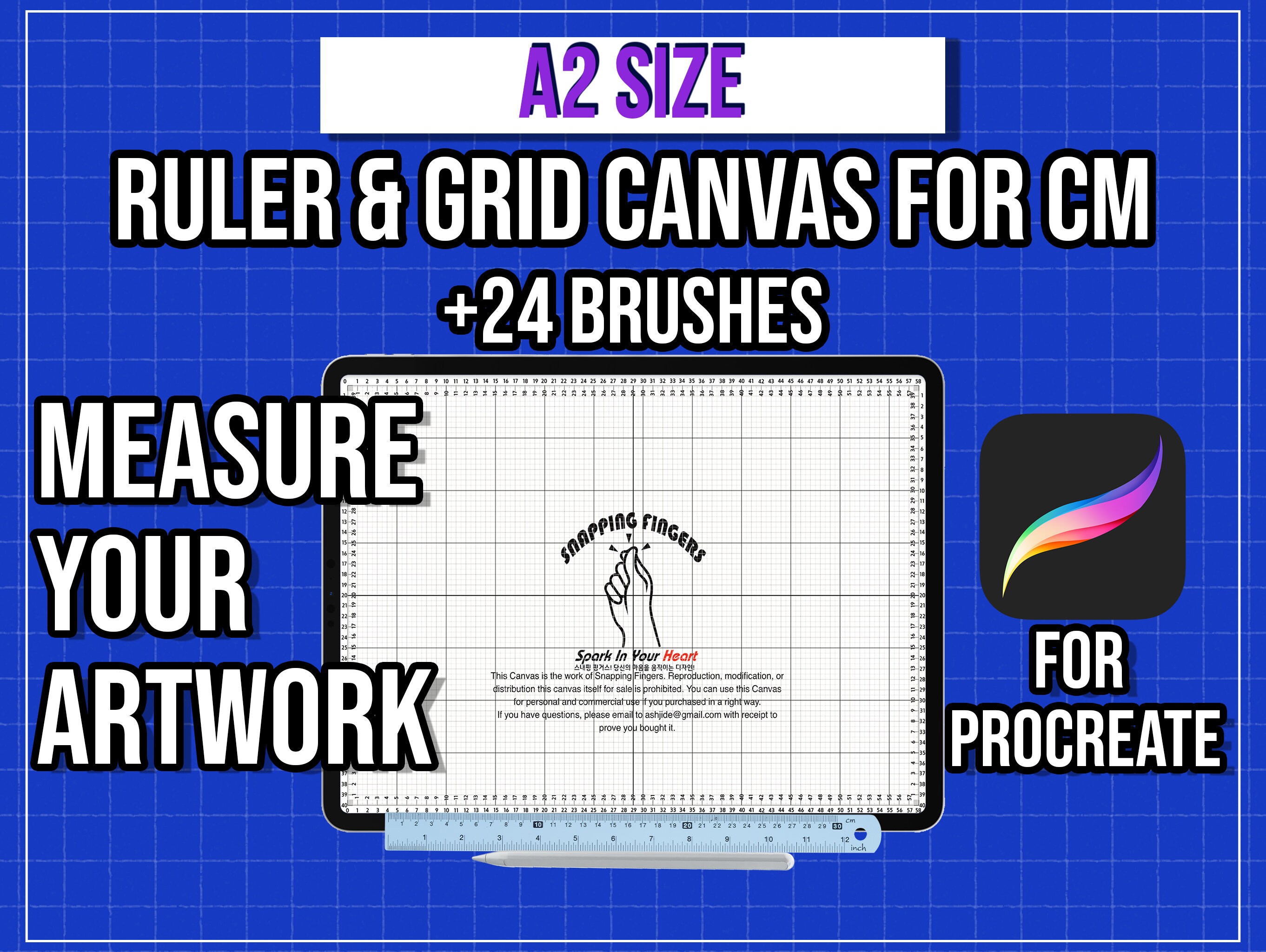 A2 Size Procreate Ruler & Grid Canvas in Centimeters With 24 High ...