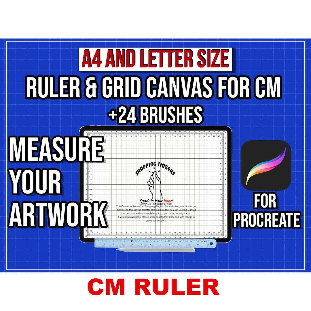 A4 and Letter Size Procreate Ruler & Grid Canvas With 24 Brushes for ...